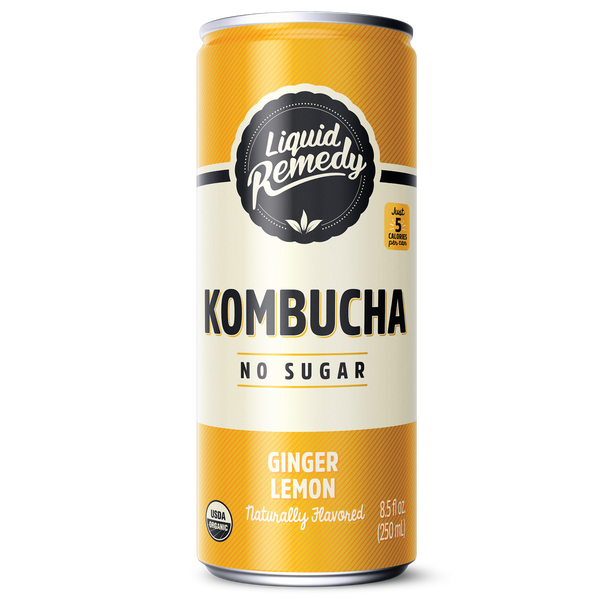 Ginger Lemon Kombucha | No Sugar Drink | Liquid Remedy Kombucha ...